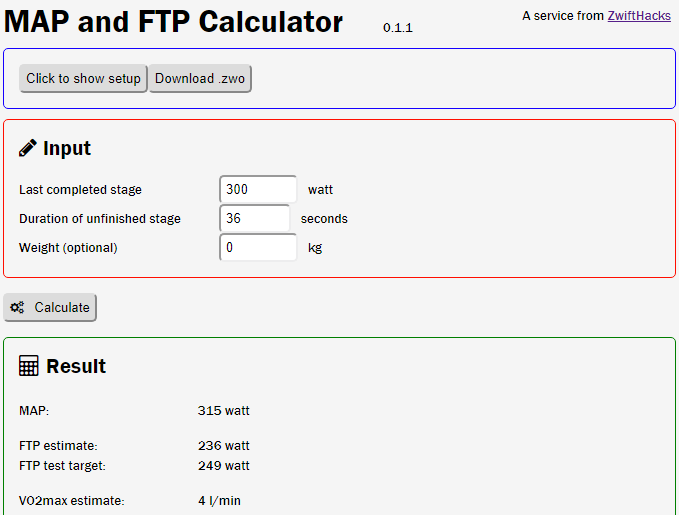 MAP And FTP Calculator ZwiftHacks